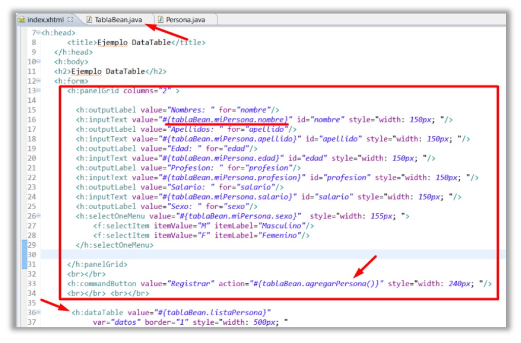 CoDejaVu: USO DEL DATA TABLE EN JSF.