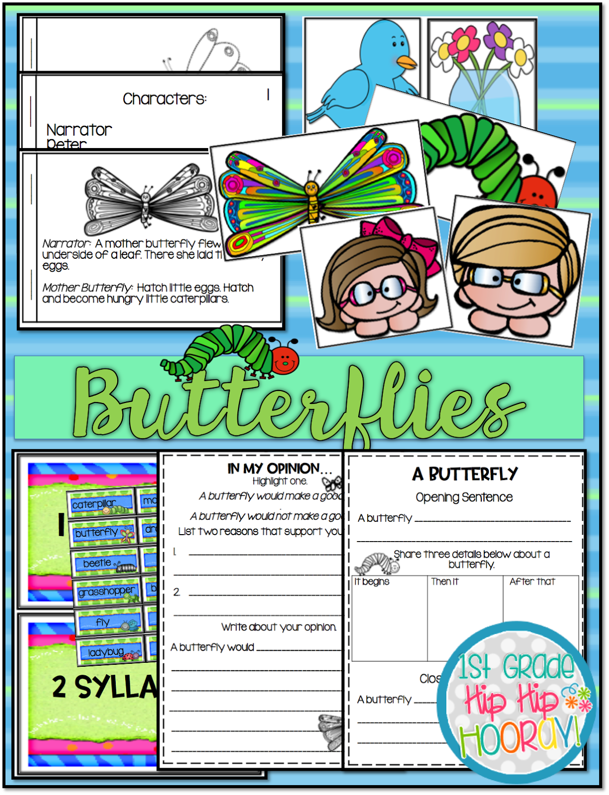 1st Grade Hip Hip Hooray!: Butterflies ... Paper Pencil or Distance ...