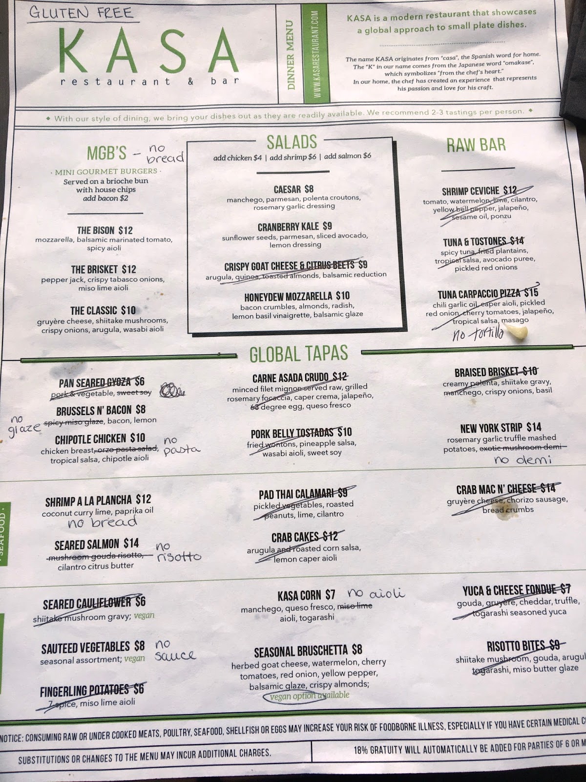 The Gluten & Dairy-Free Review Blog: Kasa Restaurant Orlando Review