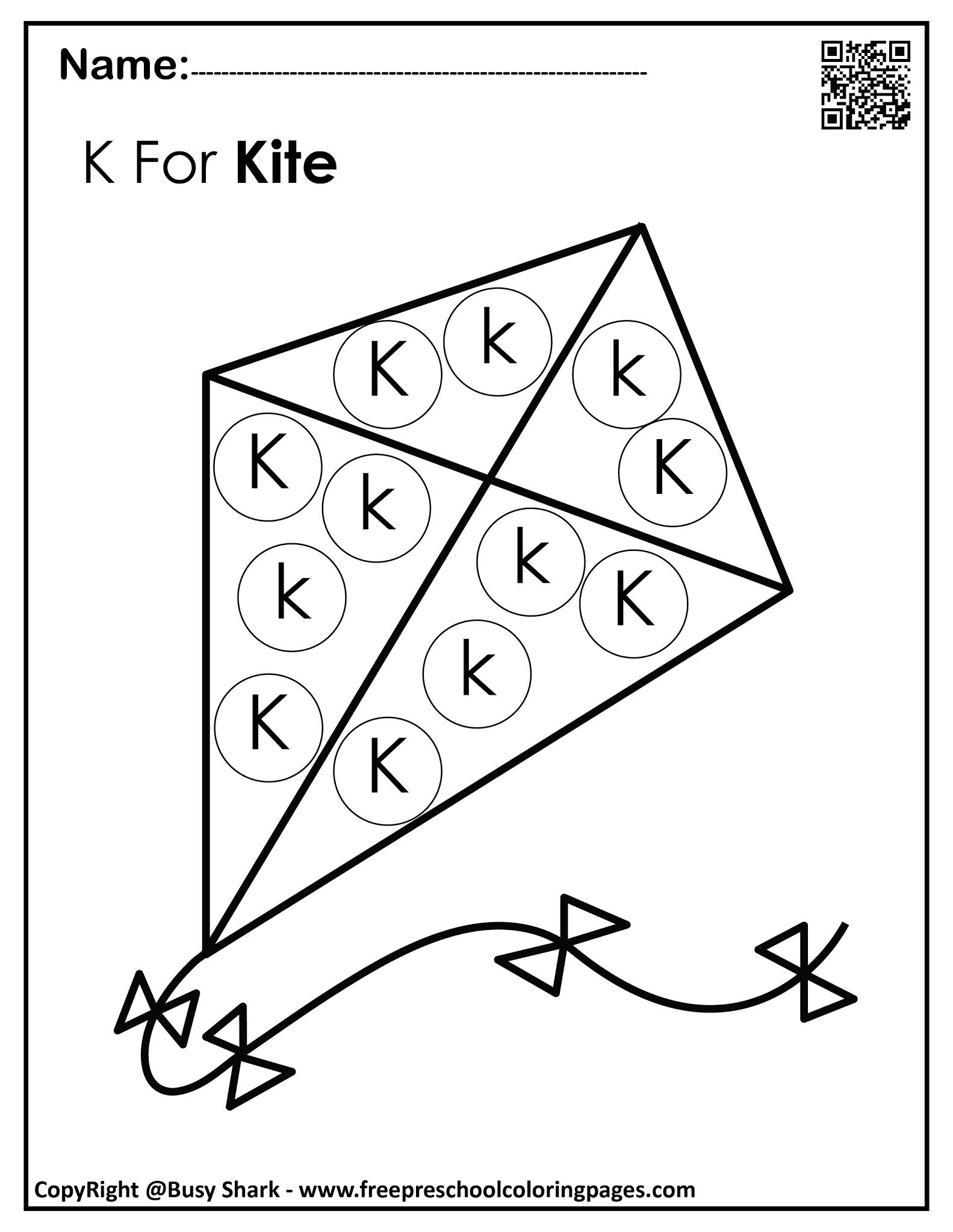 Set of Letter K "10 free Dot Markers coloring pages"