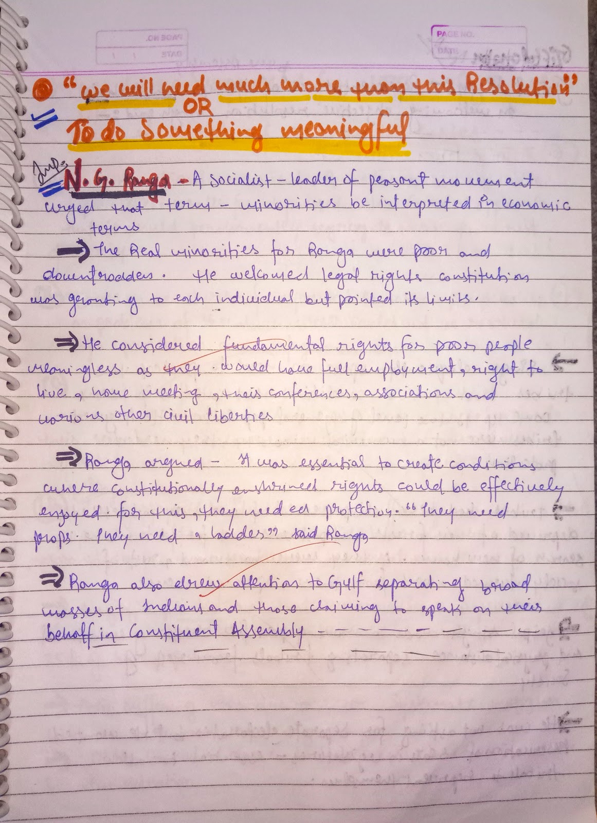 Handwritten Notes of FRAMING THE CONSTITUTION - History - Class 12th ...