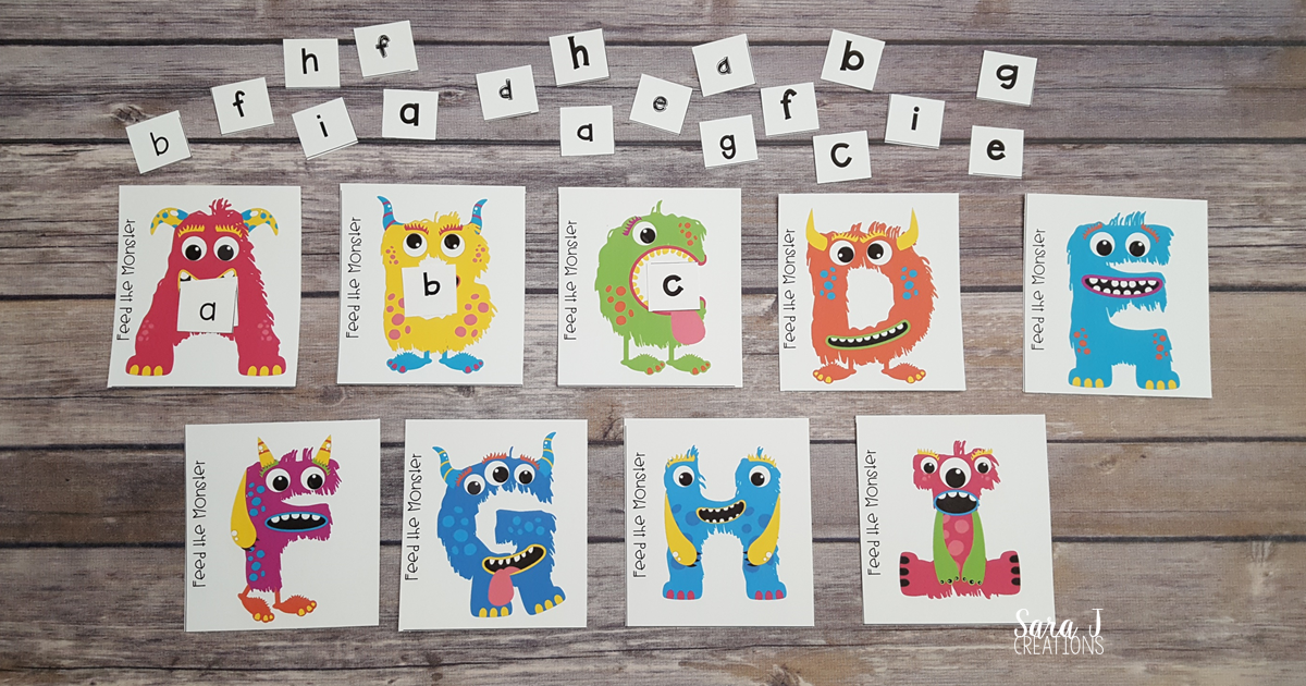 Feed the Monster Alphabet Match | Sara J Creations
