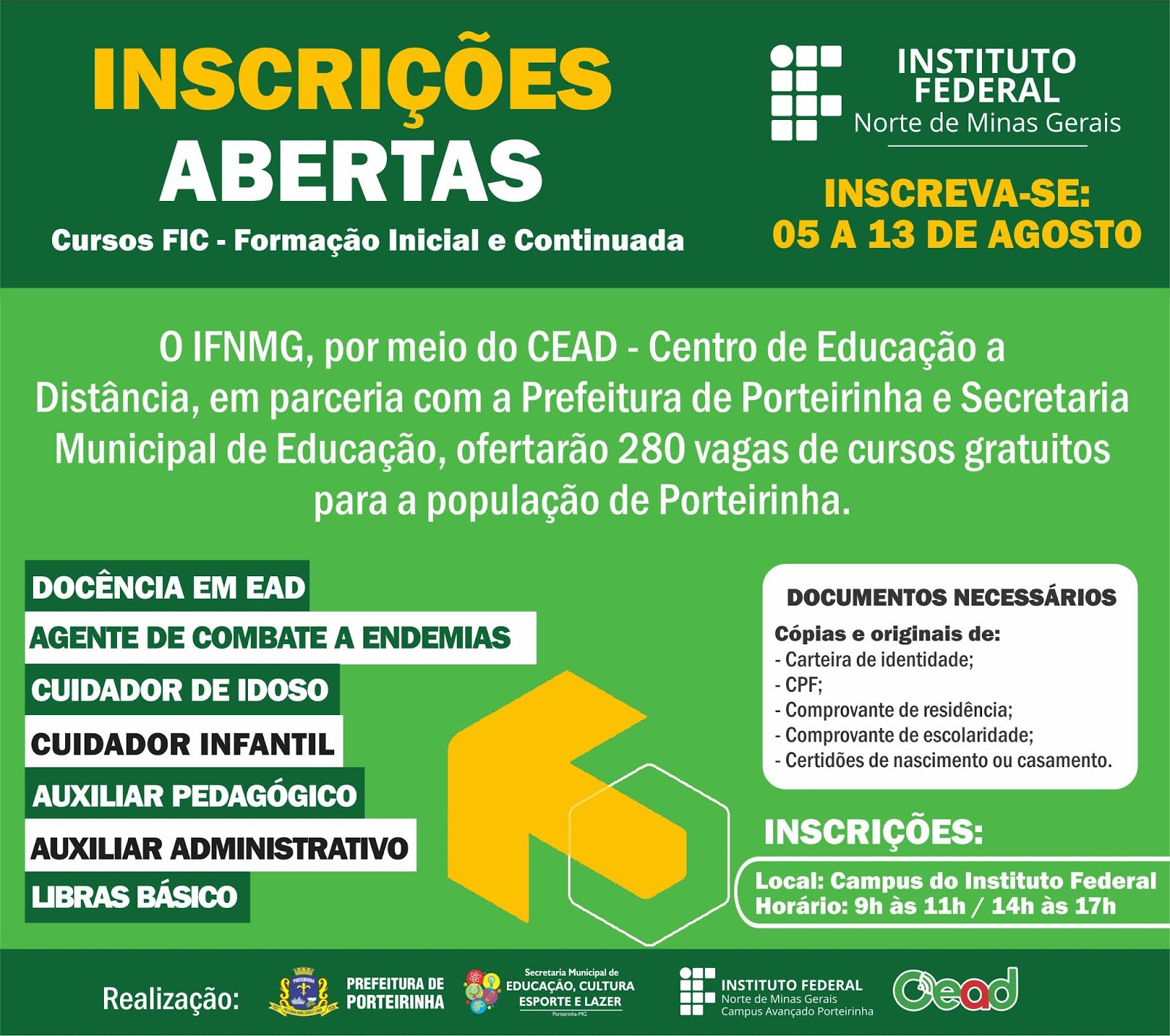 Ifnmg Oferta 280 Vagas Para Cursos Gratuitos Em Porteirinha