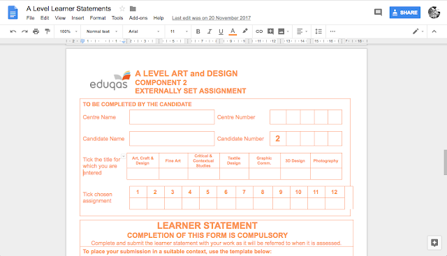 Photography A Level: Learner statement