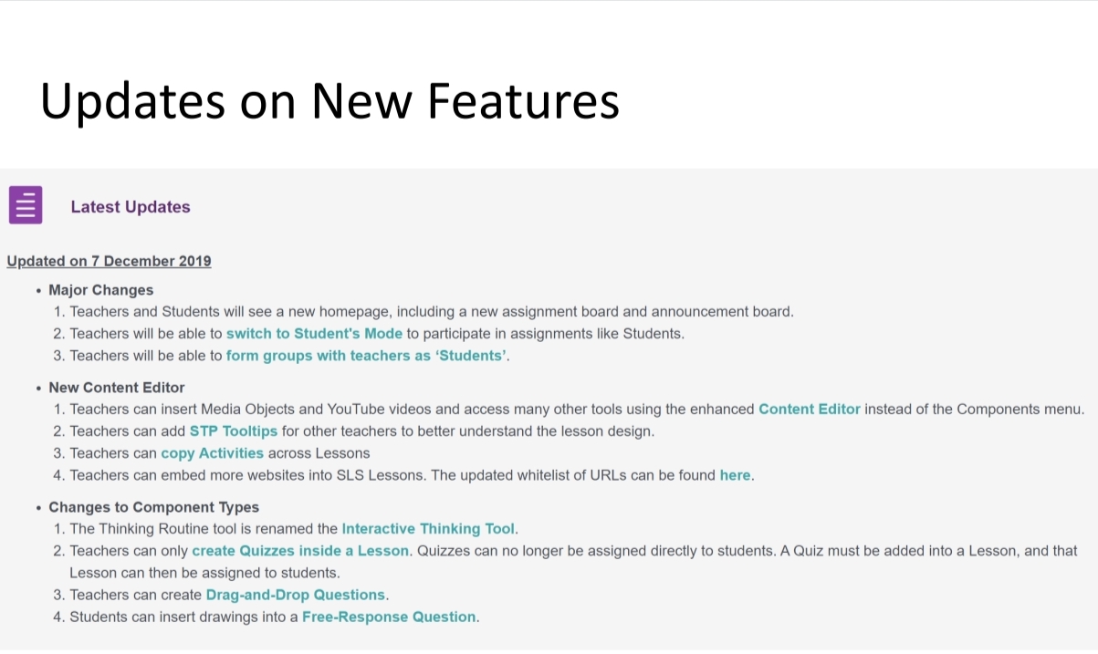 Technology-Enhanced Learning: SLS enhanced features!