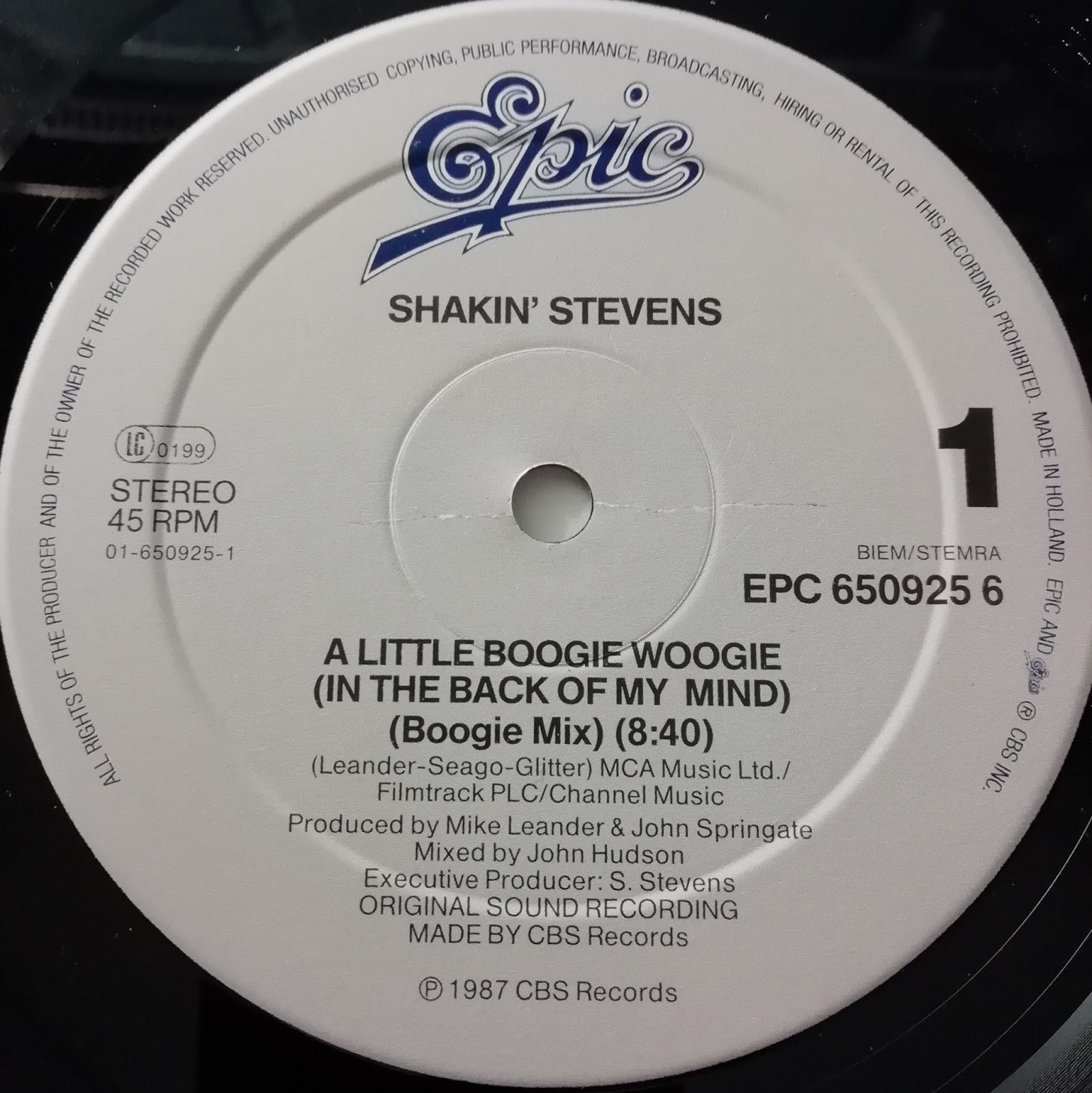 Disco Club: Shakin' Stevens - A Little Boogie Woogie (Boogie Mix) 1987