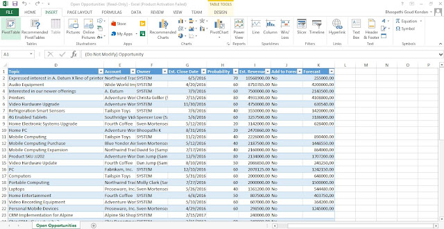 Bhoopathi Goud K: Microsoft Dynamics CRM 365 Excel Templates