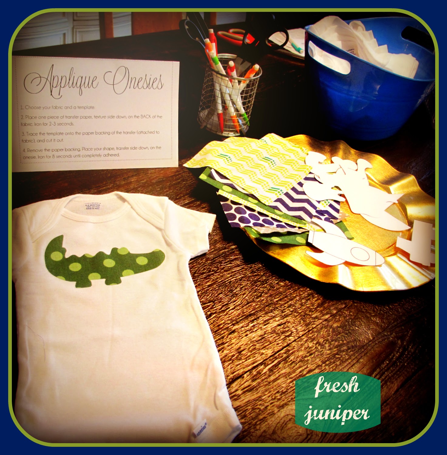 fresh juniper: Baby Shower Craft: DIY Applique Onesies