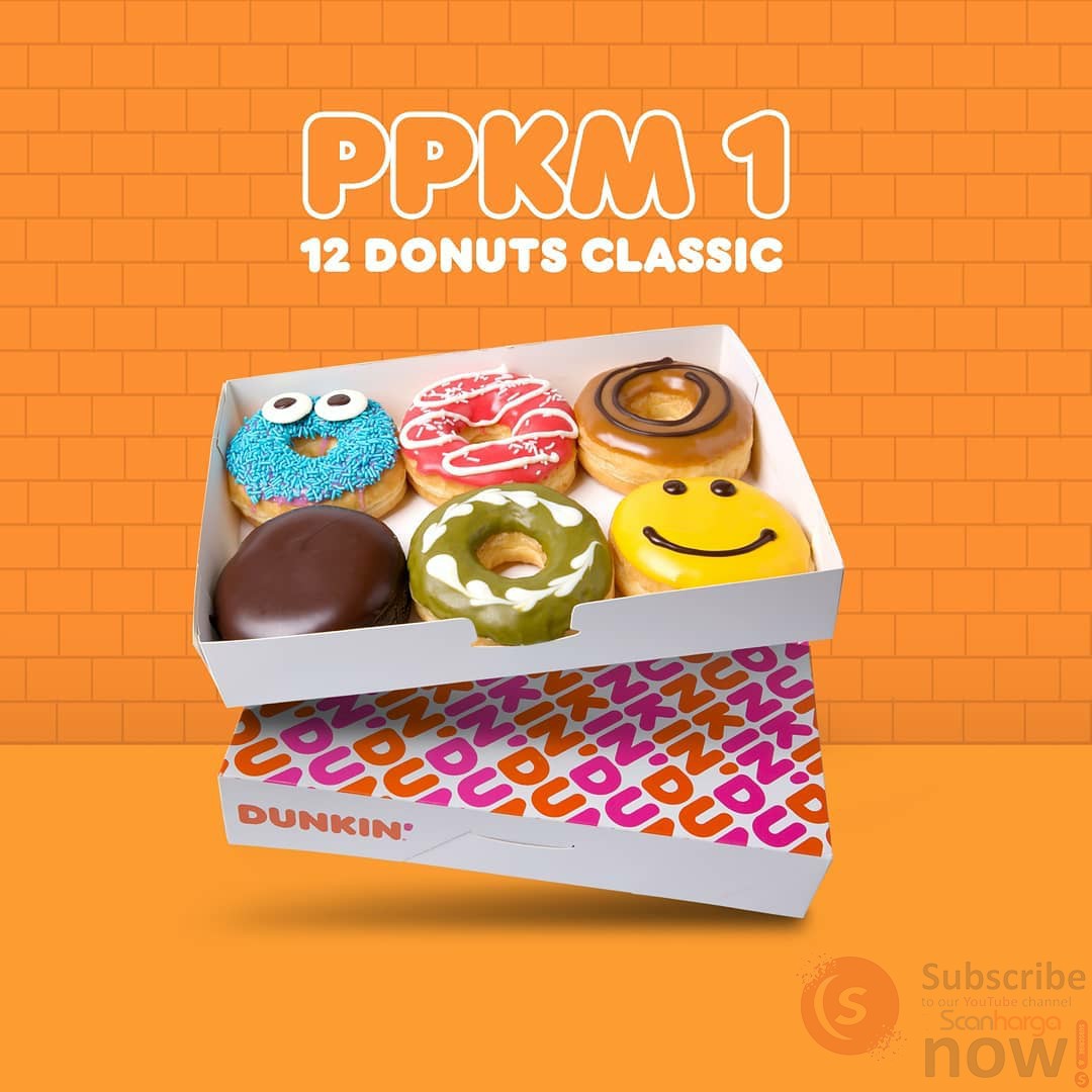 Promo Dunkin Donuts PPKM Paket 1 - (12 Donuts Classic) cuma 88K - scanharga