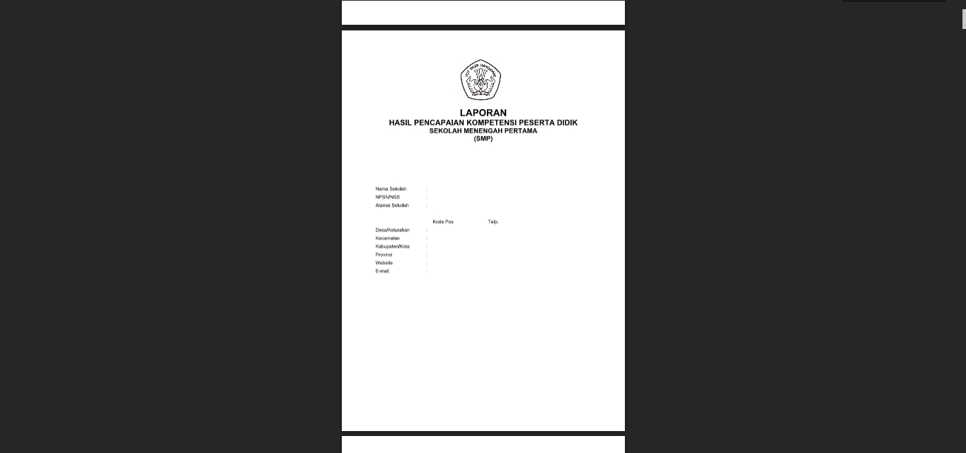 Contoh Model Raport Untuk SMP/MTs Kurikulum 2013 Terbaru | Info PTK Sekolah