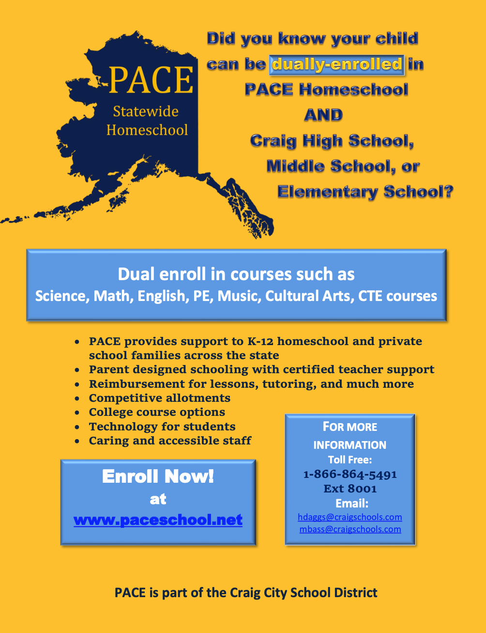 Dual Enrollment in PACE Homeschool and Craig Schools Now Open - P.O.W ...
