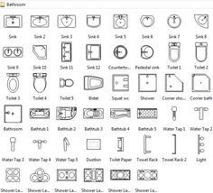 Floor Plan Symbols - Bathroom and Garden