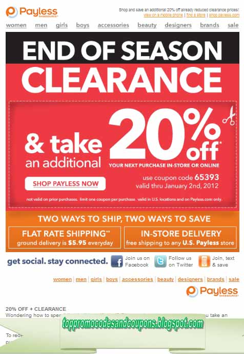 Free Promo Codes and Coupons 2023: Payless Shoes Coupons