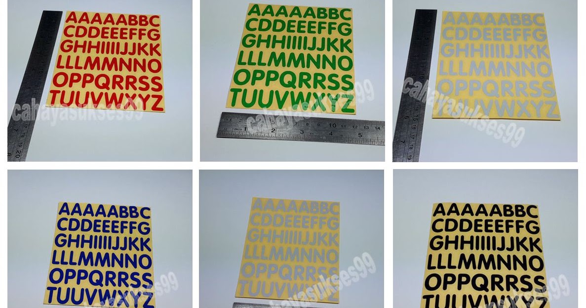 Sticker Huruf Alphabet Abjad Hitam Merah Biru Hijau Putih Reflective ...