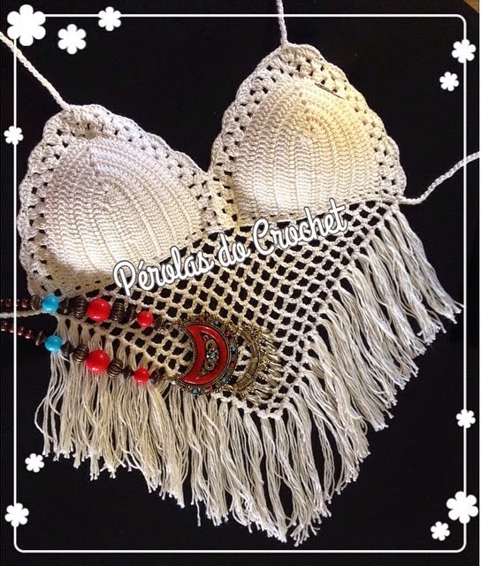 Renata Vieira Pérolas do Crochet: Cropped em crochet com franjas