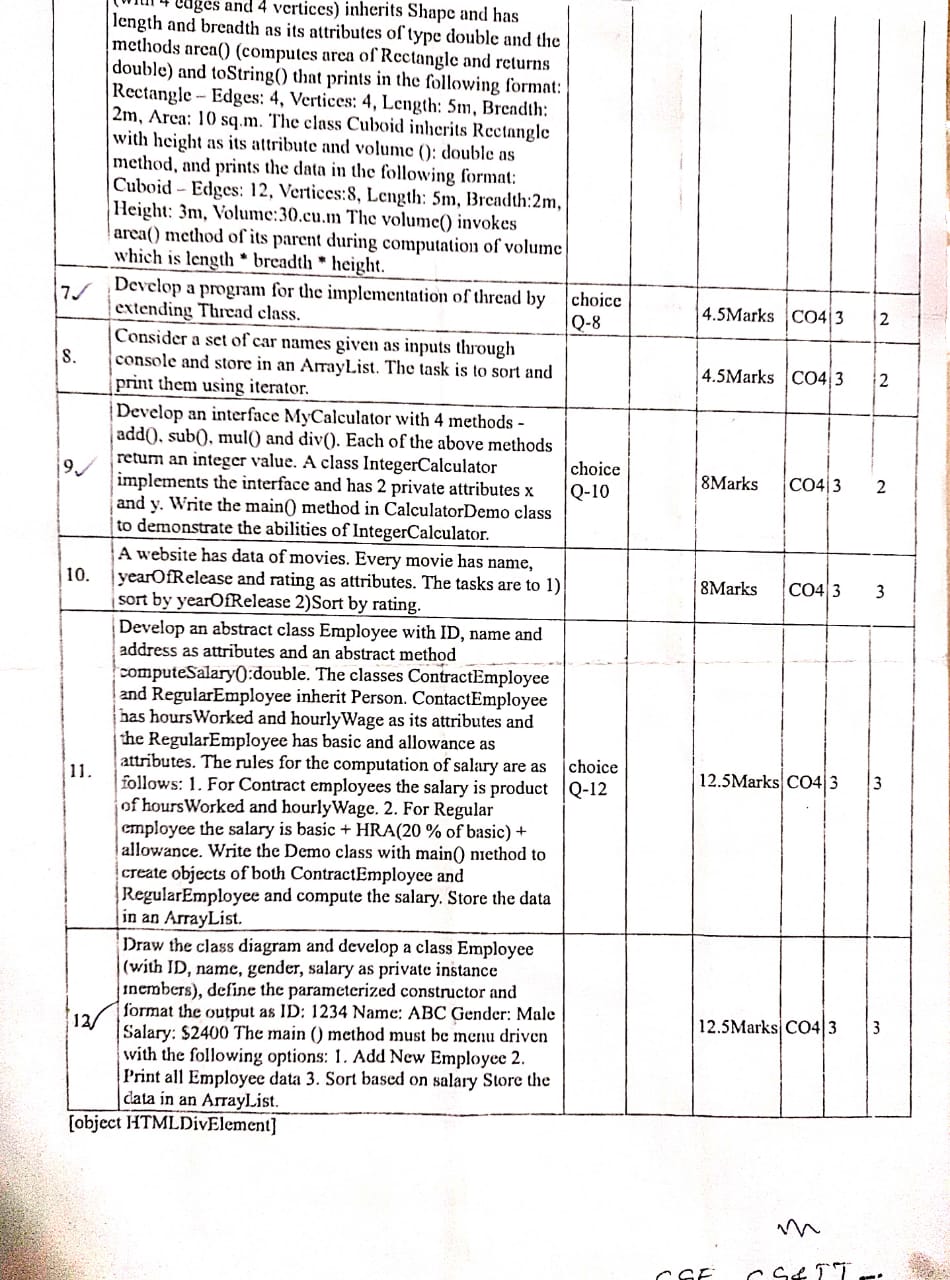 K L University Question Papers B.Tech CSE Even Semester 2020-2021