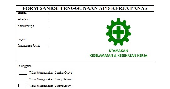 Contoh Form Pelanggaran Penggunaan APD - Lulusandiploma.com