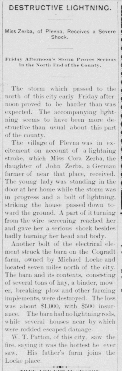 Locke-Touby Family History: PLEVNA, INDIANA