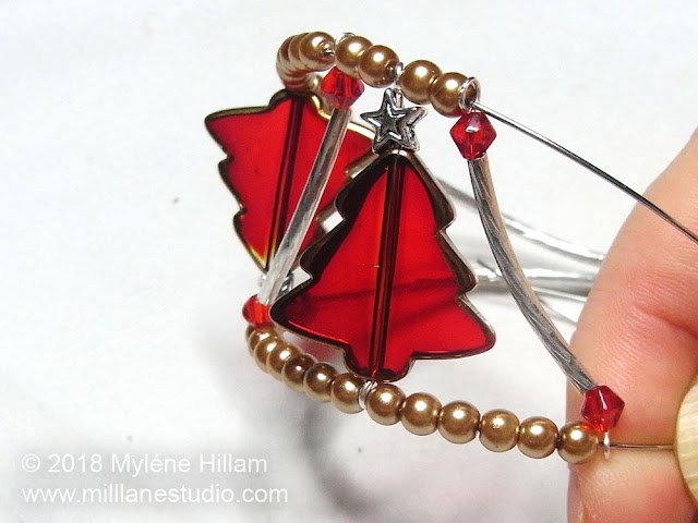 Glowing Red and Gold Christmas Tree Cuff | Mill Lane Studio