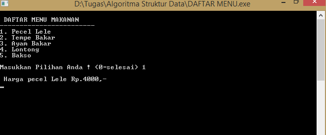PROGRAM SEDERHANA MEMBUAT MENU MAKANAN MENGGUNAKAN SWITCH -CASE DAN DO ...