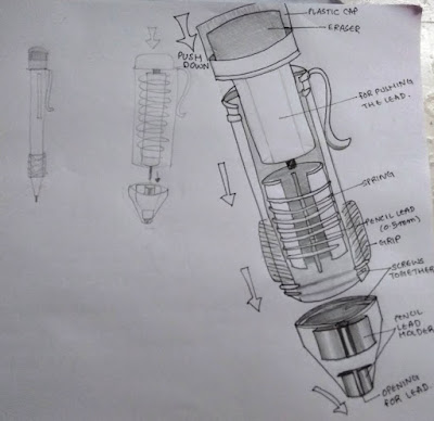 Stuff You Design: Exploded view of a click pencil - Krati Pandya