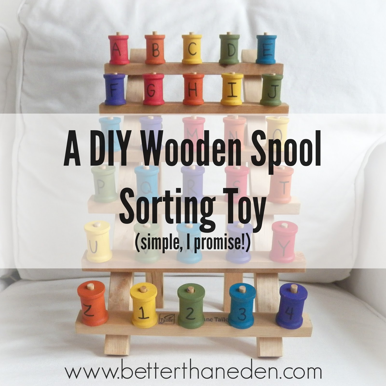A (simple, I promise!) DIY Wooden Spool Sorting Toy - Mary Haseltine