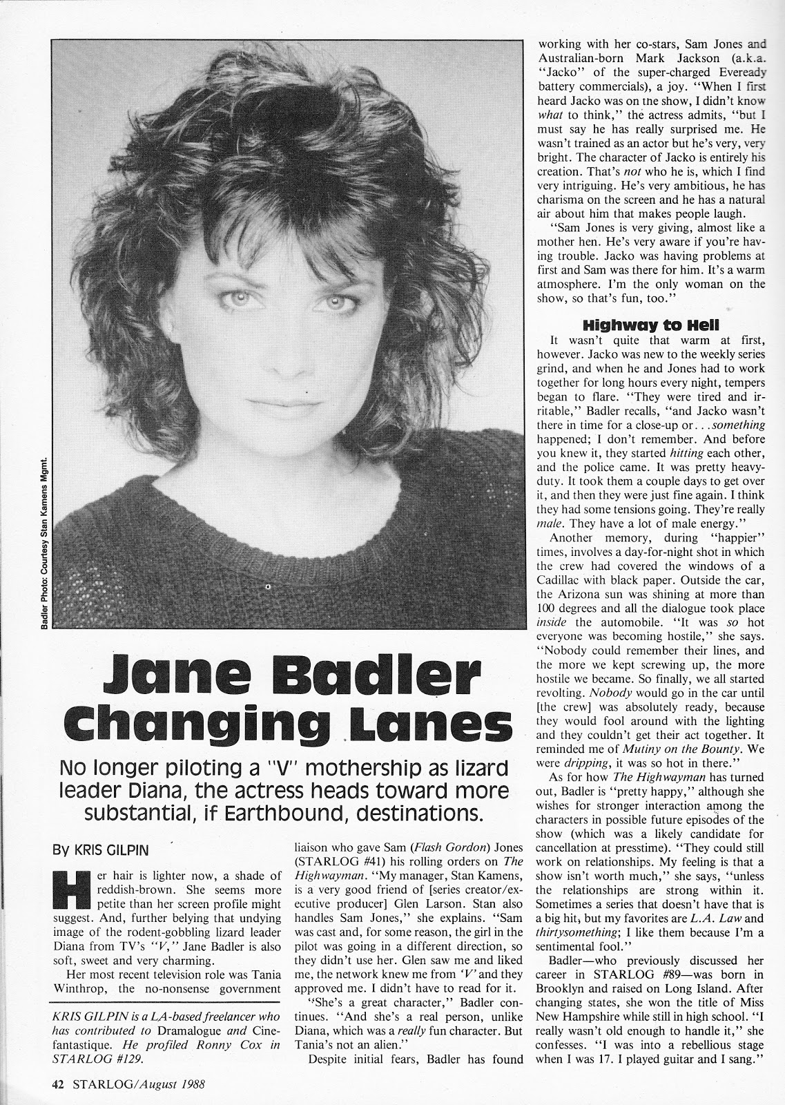 STARLOGGED - GEEK MEDIA AGAIN: 1988: JANE BADLER interviewed in STARLOG ...