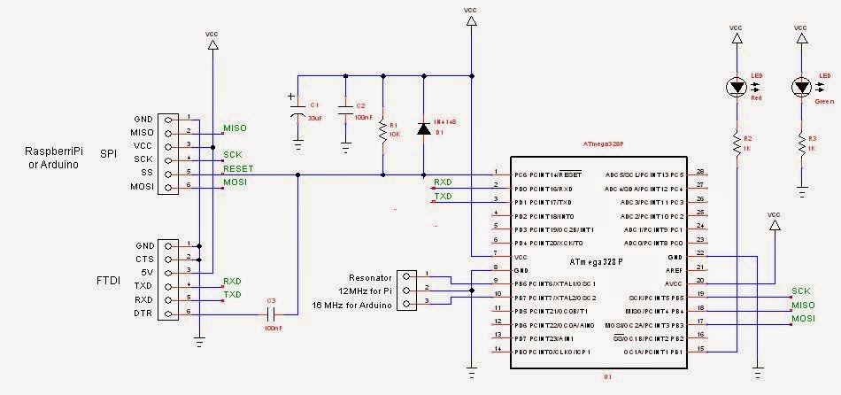 The Pi & I: Jig To Load a Bootloader and Upload Sketches To ATmega328P
