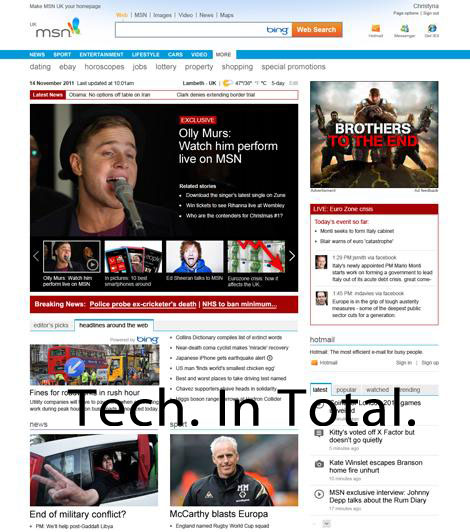 Tech. In Total.: Microsoft reveals new MSN UK design, launches November 17