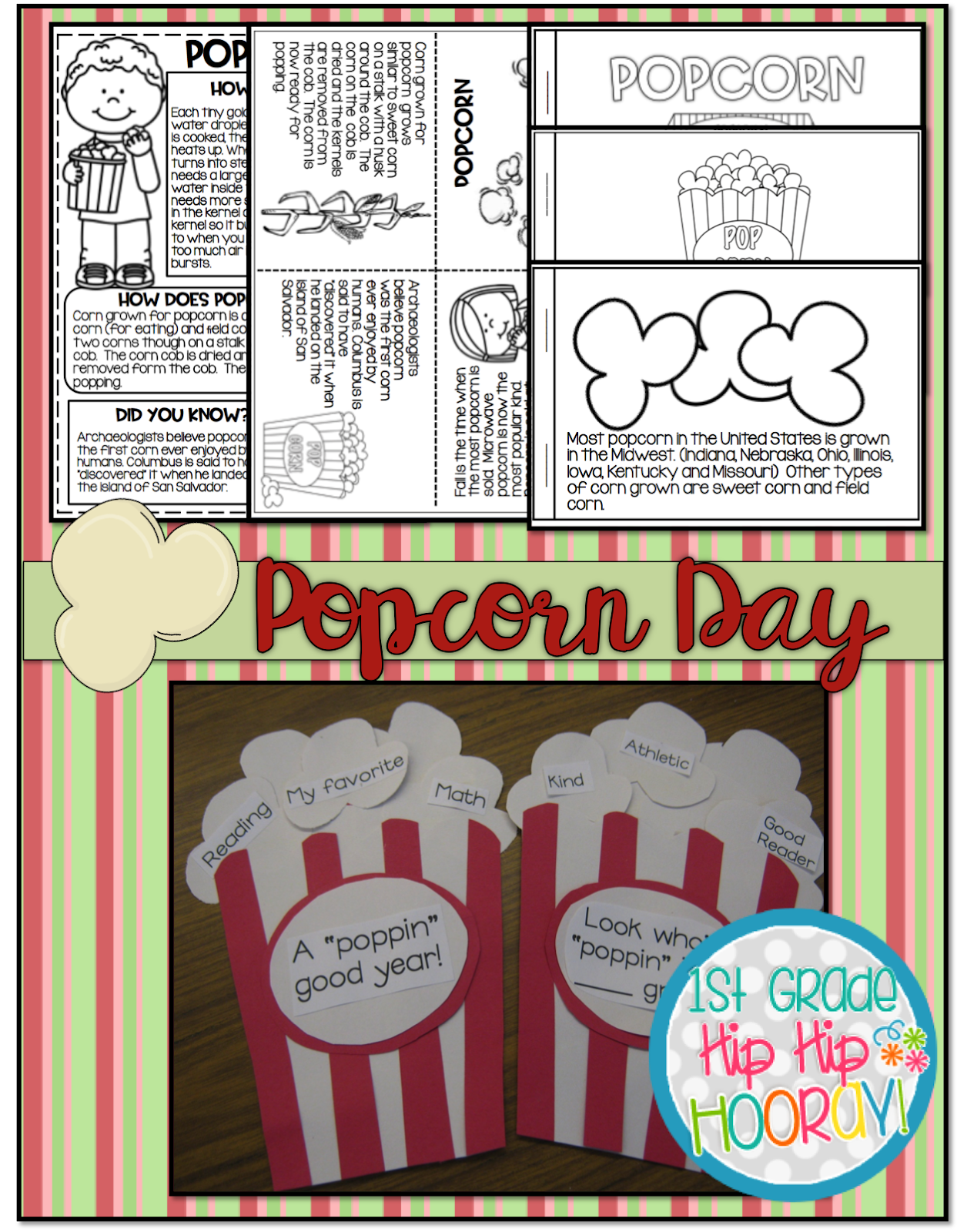 1st Grade Hip Hip Hooray!: Popcorn Day...Paper Pencil or Distance Learning