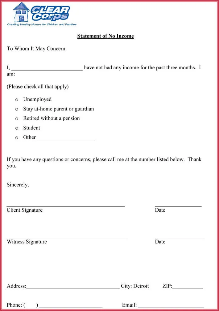 Proof Of No Income Letter Template ~ Resume Letter