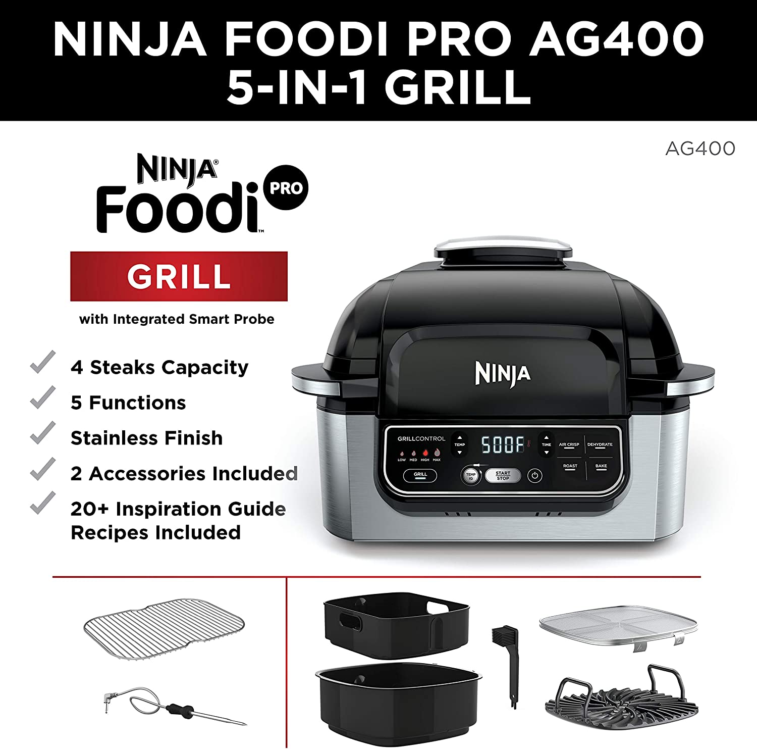 Ninja Foodi Pro 5-in-1 Integrated Smart Probe