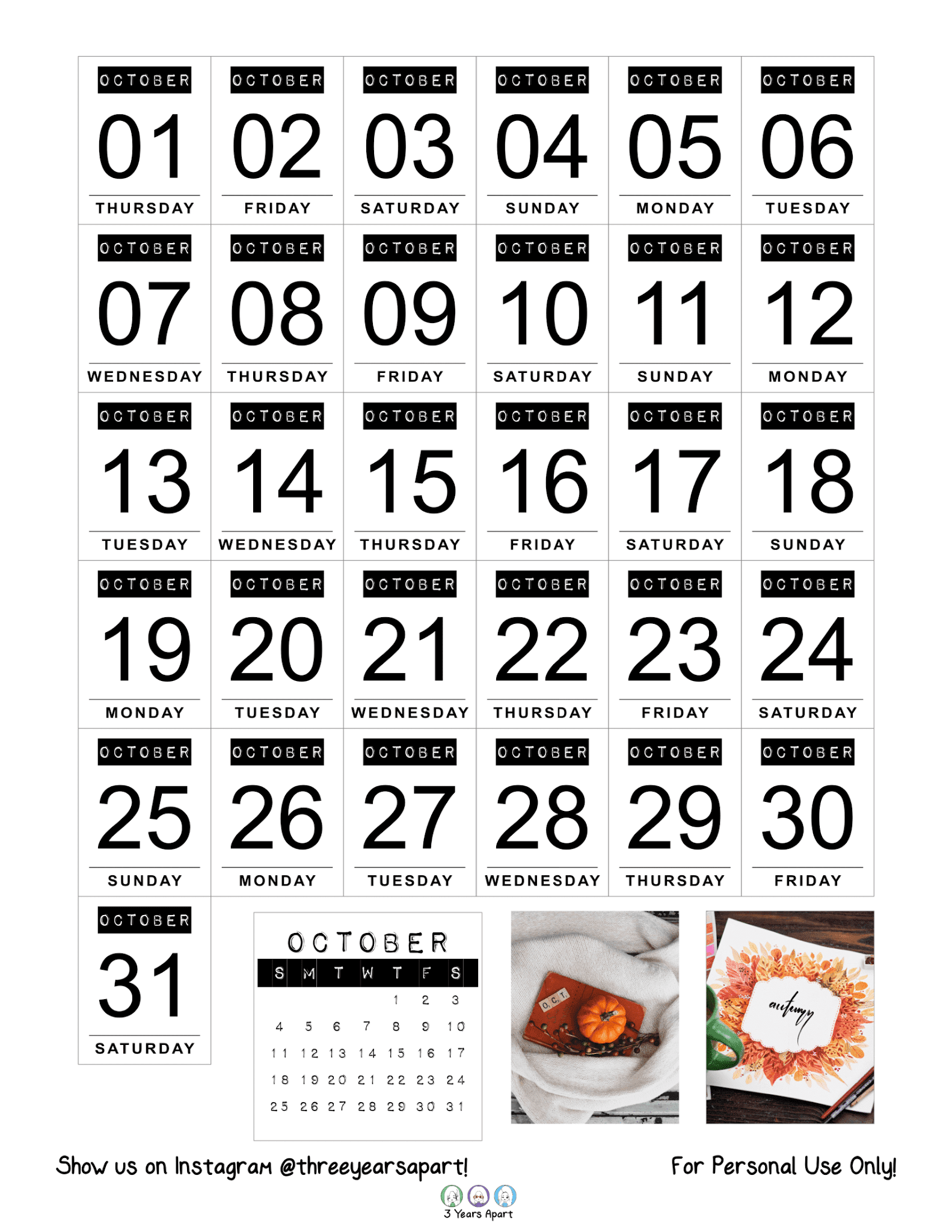 October 2020 Bullet Journal Bundle | Free Printable for Bullet Journals ...