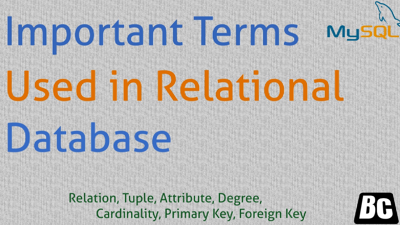 Important terms used in Relational Database - MySQL Tutorial - BoiCoder