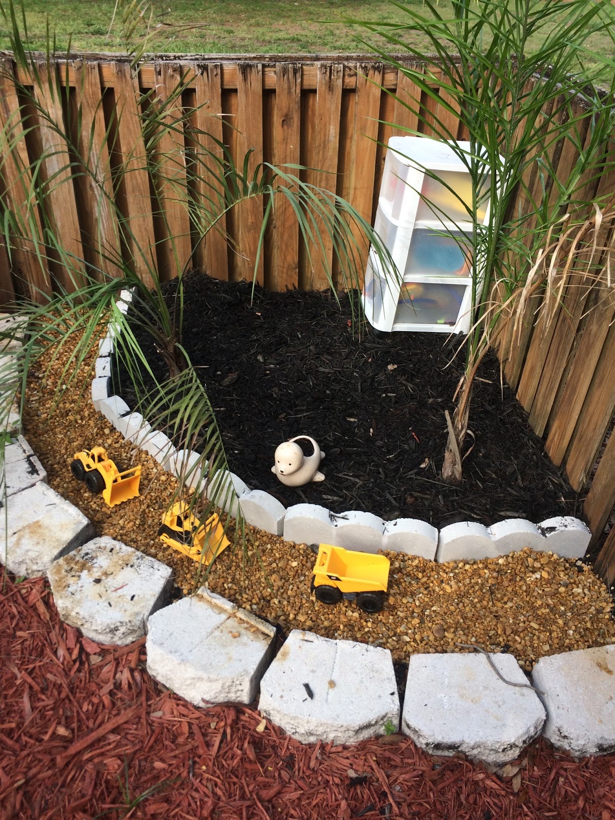 Construction Truck Rock Garden: A Sandbox Alternative - Take It From Nicole