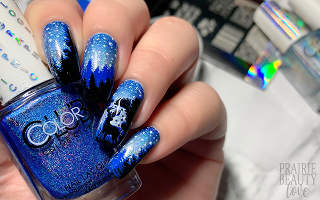 CHRISTMAS NAIL ART: Cold Winters Forest Night Nails - Prairie Beauty