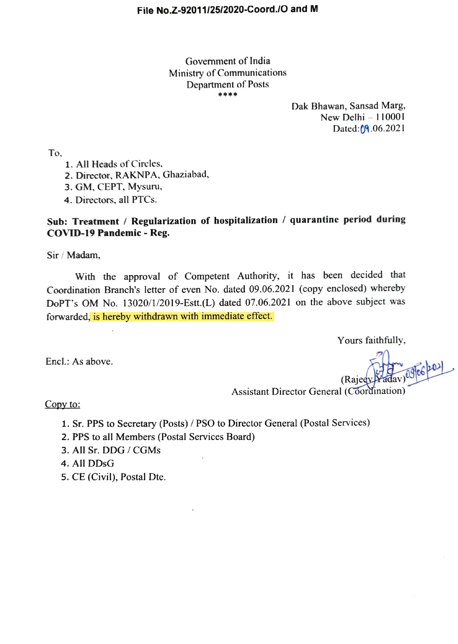 Withdrawal Order of Treatment / Regularization of hospitalization ...