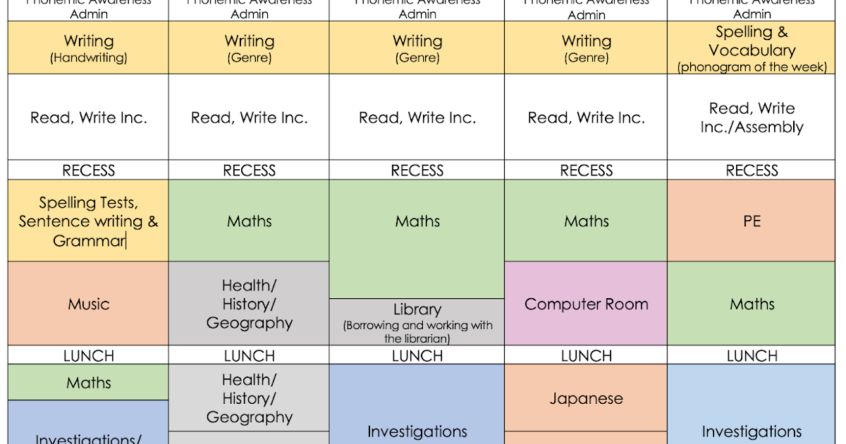 Room 19 / 20: Class Timetables