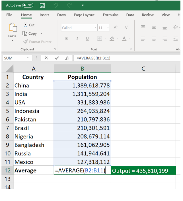 Excel Average Formula, Basic Excel Formula,