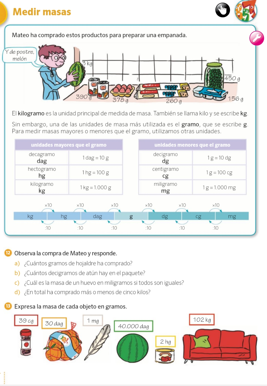 Unidades De Medida Masa Interactive Worksheet