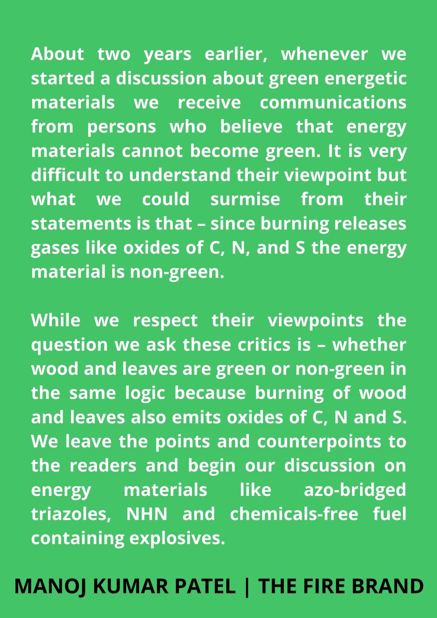 GREEN EXPLOSIVES WILL BE COMING TO A MINE NEAR YOU