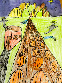 The Modern Art Smock: One-Point Perspective Barn and Pumpkin Patches