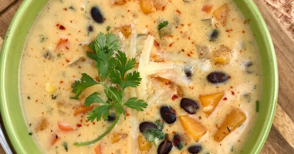 Savory Moments: Cheddar butternut squash and black bean chowder