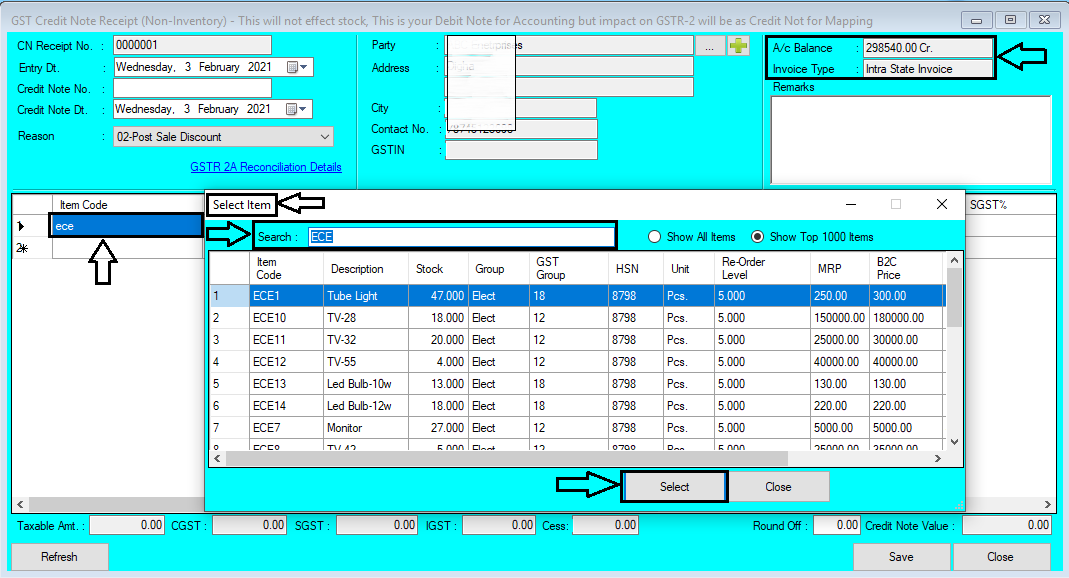 GST Credit Note Receipt Help Guide