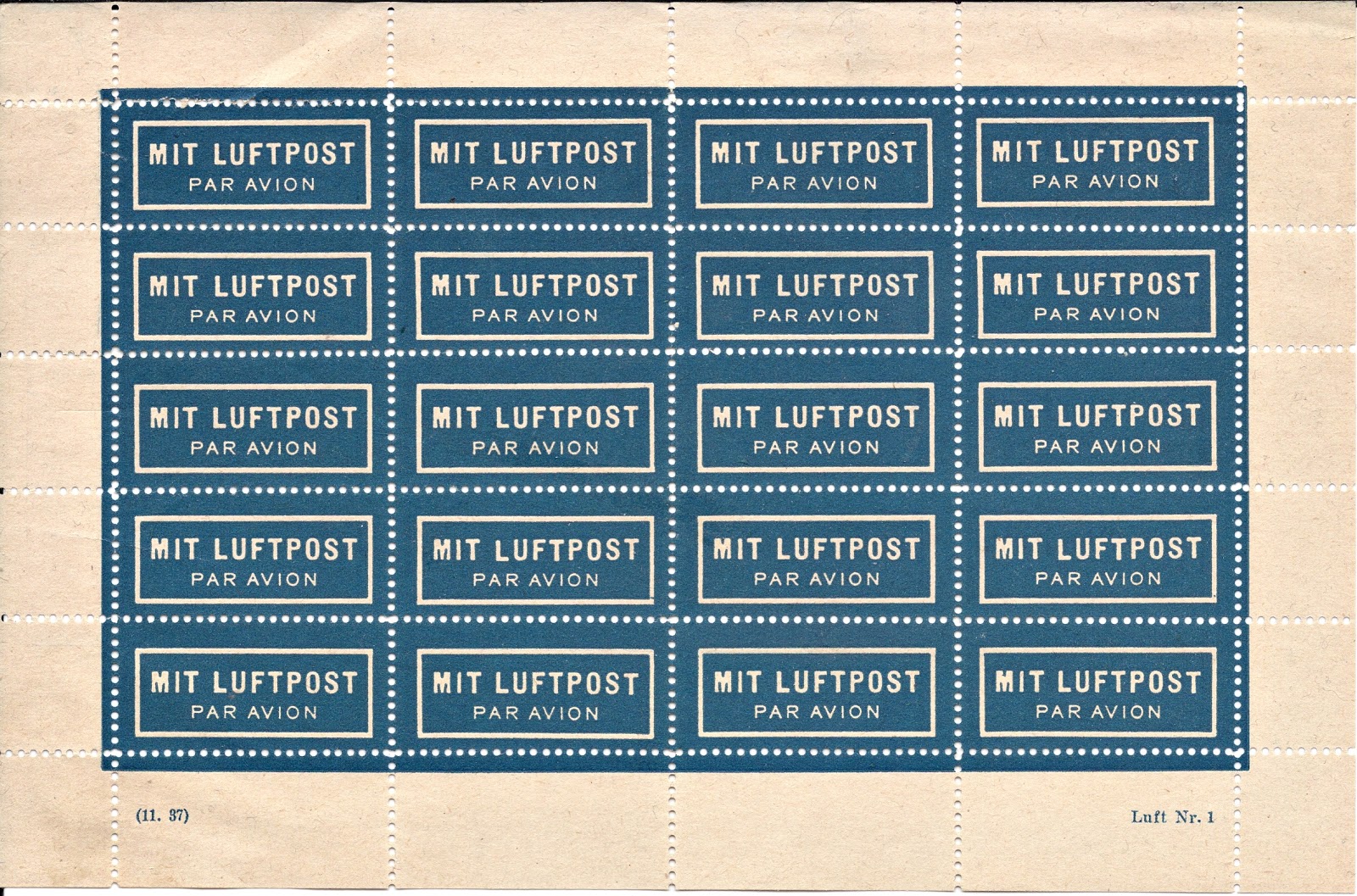 International Airmail And Priority Mail Labels: Germany: Full sheet of ...