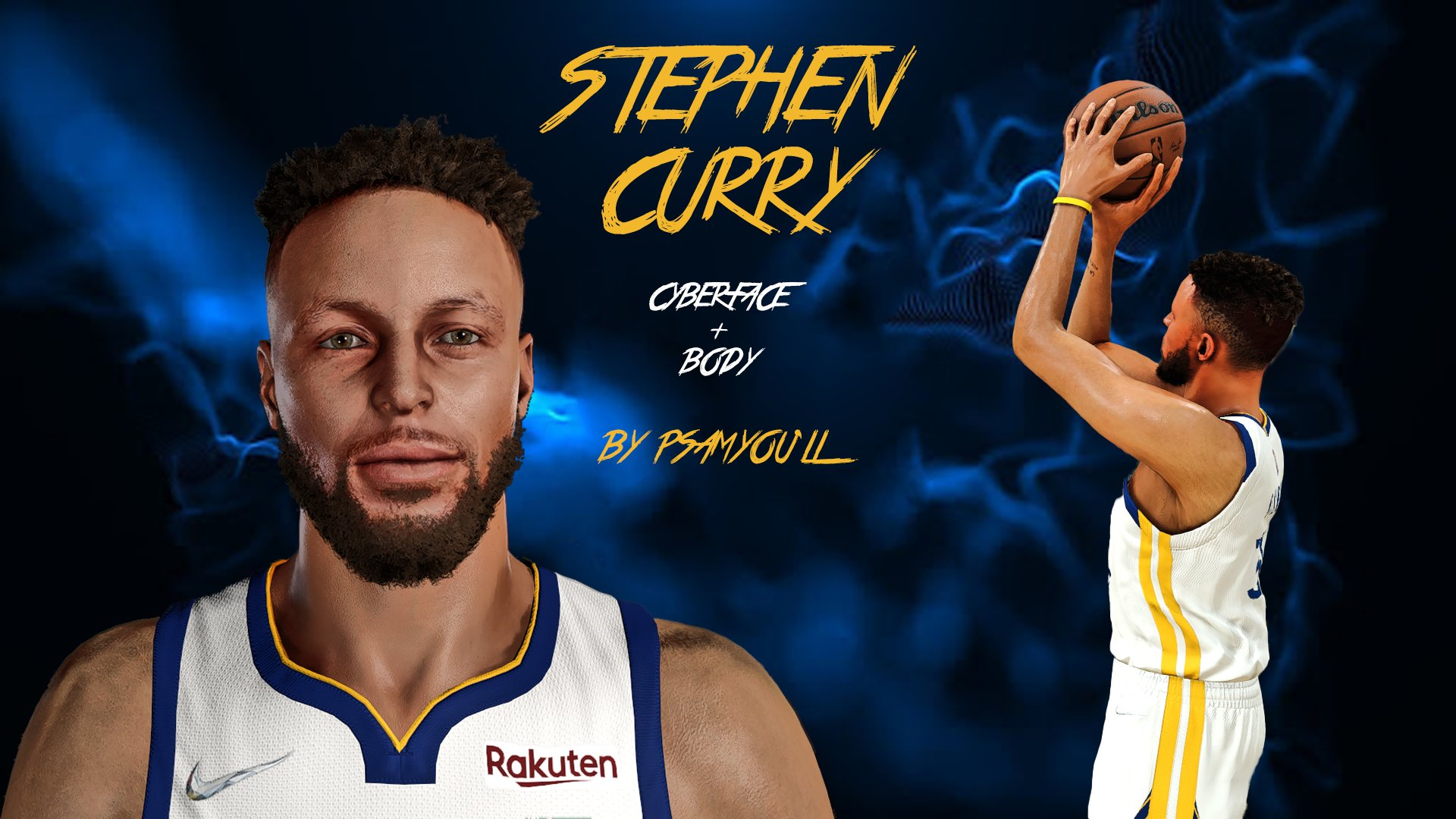 NBA 2K22 Stephen Curry Cyberface and Body Model by Psamyou´ll