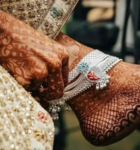 Bridal Silver anklets designs