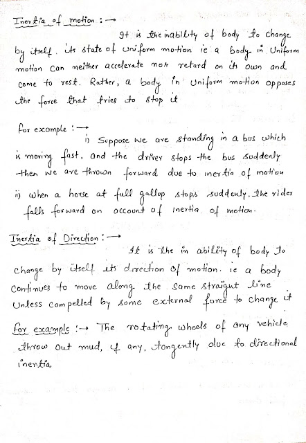 Law of Motion Handwritten Notes for Class 11
