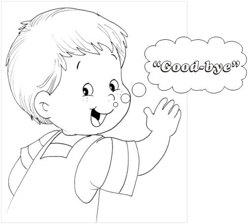 Good Bye Greetings Sketch Coloring Page
