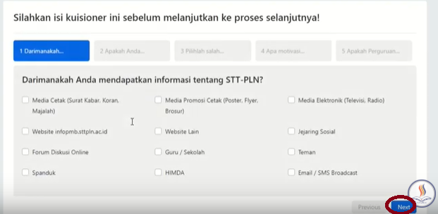 Silahkan isi kuesioner yang diminta dan apabila sudah diisi semuanya ...